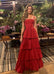 Red Prom Dress, Layers Evening Dress, Floor Length Party Prom Dress ...