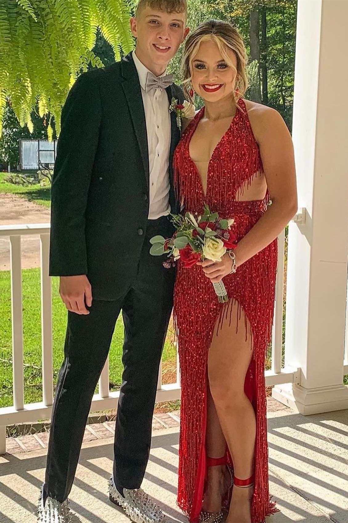 Red Halter Sequin Long Evening Prom Dress – Laylatailor Shop