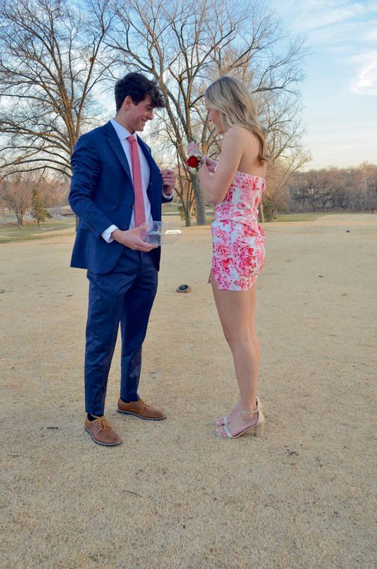 Spring Fling Dresses, Strapless Floral Print Homecoming Dress, Mini Pa ...