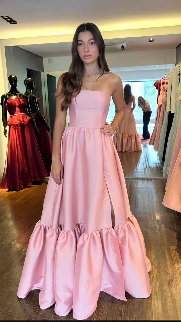 Strapless Pink A-Line Evening Prom Dress,LTP3410 – Laylatailor Shop